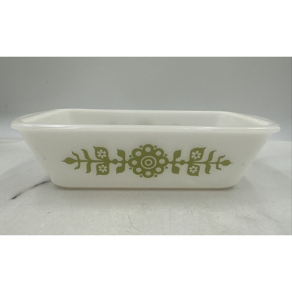 Glasbake | Kitchen | Vintage Glass Bake Loaf Pan Milk Glass 5 Qt Bread ...